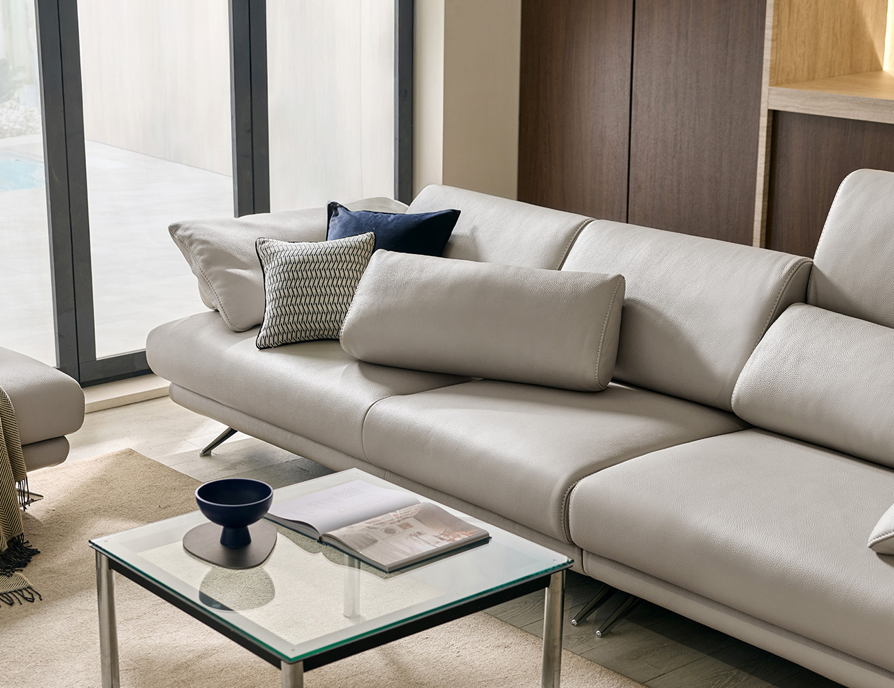 폰토 하이 3.5인 와이드 기능성 비텔로 통가죽 슈렁큰 소가죽 소파(전체가죽적용)+쿠션4개 | 자코모